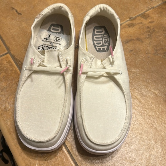 Hey Dude | Shoes | Womens Hey Dude White Shimmer Platform Shoes | Poshmark